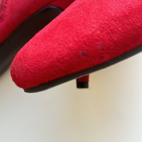Anastasia | Shoes | Red High Heel Boots Faux Suede Size 8 About A 3 ...